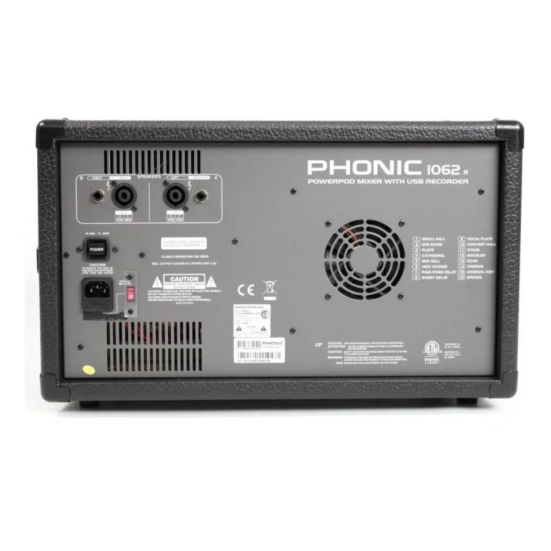 AMPLIFICADOR PHONIC 1062R /USB/BT/7MIC/EQ 500W