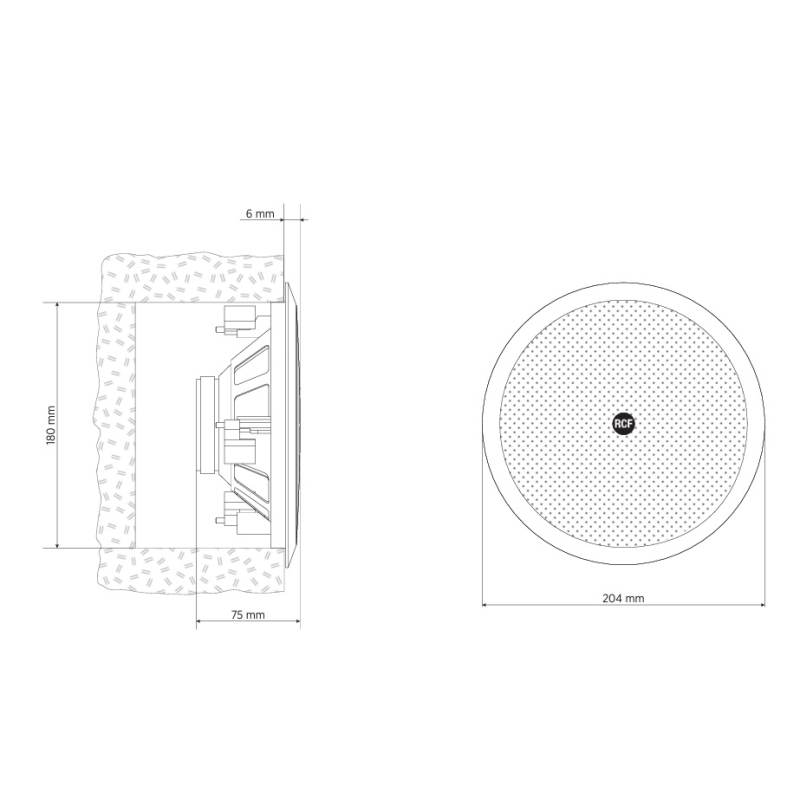 PARLANTE TUMBADO RCF PL60 6W