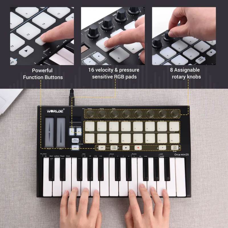 TECLADO MIDI WORLDE ORCA MINI 25